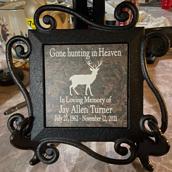 Personalized Hunting in Heaven Memorial Garden Stake, Deer Plaque ...