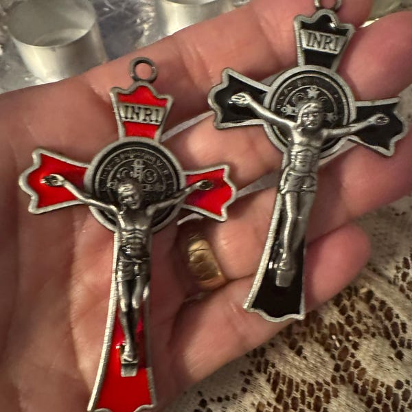 8" Wall Crucifix Decor, Solid Wooden Catholic Cross for Wall, Christian ...