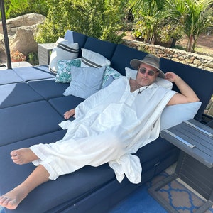 Mens Linen Hooded Kaftan / Greek Style Linen / Kaftan for Men Linen ...