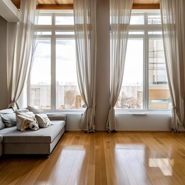 Organic Linen Curtains Minimal Floral Pattern Triple Fold Tailored ...