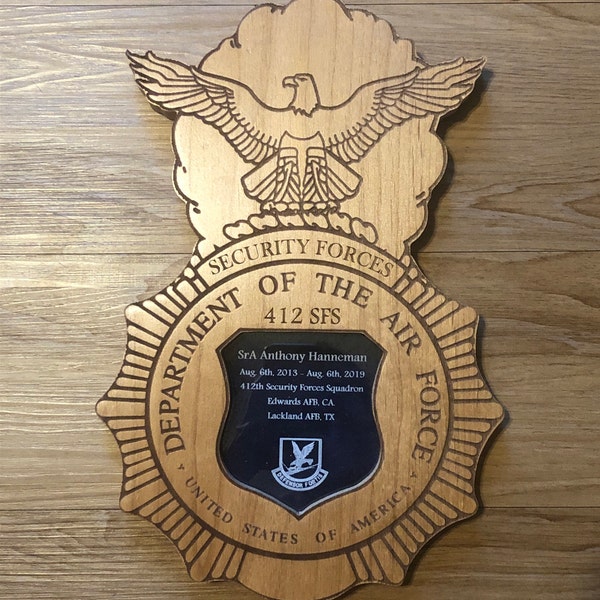 Security Forces Personalized Wood Badge, Air Force Police Plaque ...