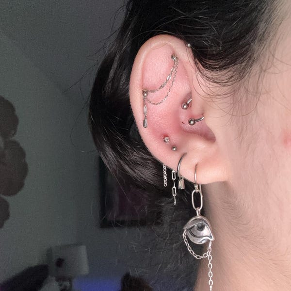Star Conch Ear Piercing, Conch Piercing, Conch Hoop Earring, Gold ...