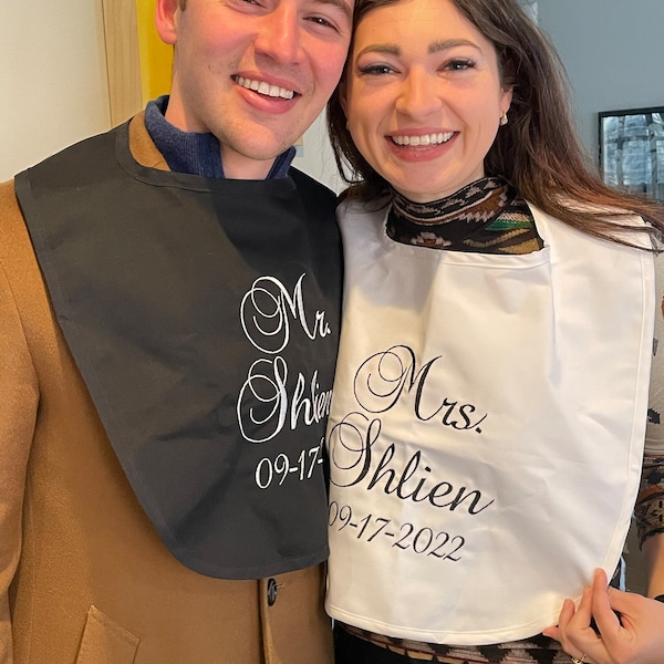 Bridal, Bride Groom Couple Matching Bibs, Wedding Date, Gag Gift ...