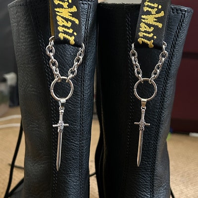 BARBED WIRE LEATHER Boot Strap, Holographic Vegan Leather Boot Chain ...