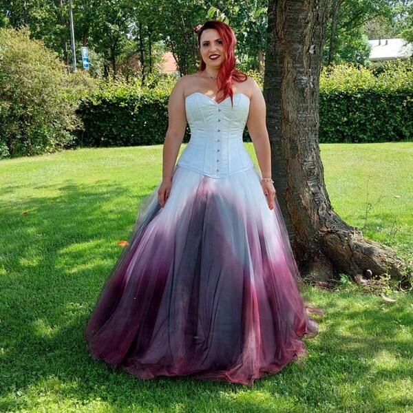 NEW!!! Hand Painted Ombre Wedding Dress.sunset/rainbow Wedding Dress ...