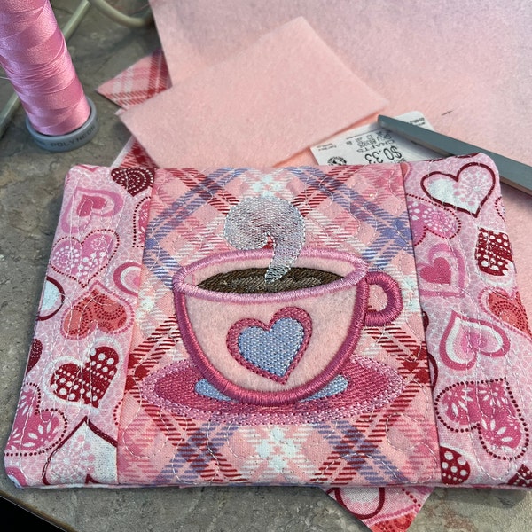 Coffee Heart COMPLETELY in the Hoop Mug Rug Design - 5x7 & 6x10 ...