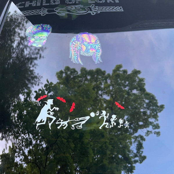 Dracula Chasing Stick Family, Stick Figure Car Decal, Stick Family ...