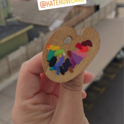 Wooden Artists Paint Palette Brooch - Etsy