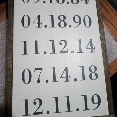 Important Dates Family Rustic Wooden Sign 12 X 9 Wall Hanging/ Date ...