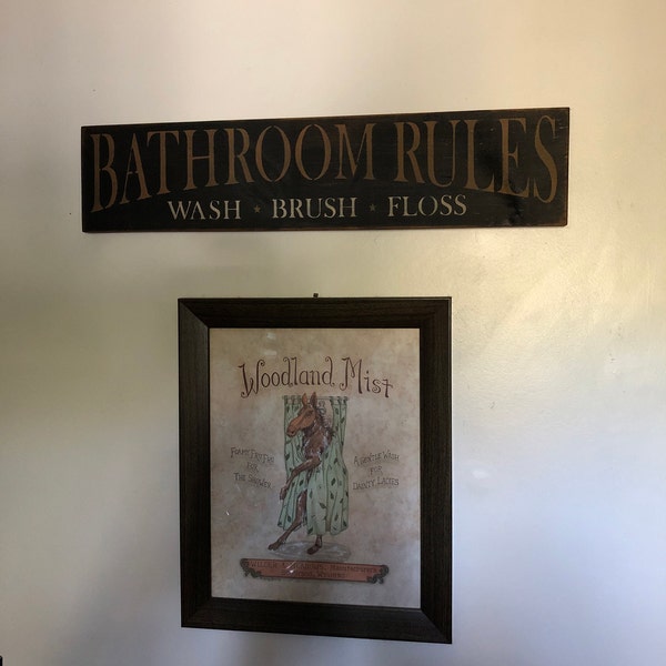 Bathroom Rules Primitive Sign - Etsy