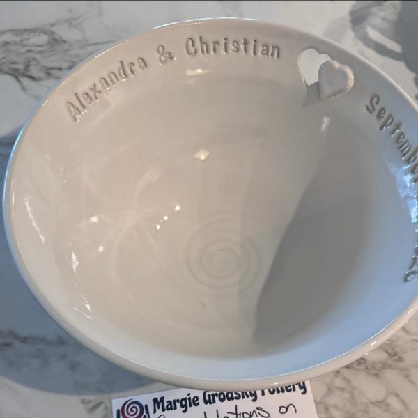 Personalized Bride and Groom Wedding Name Bowl, Custom Wedding Pottery ...