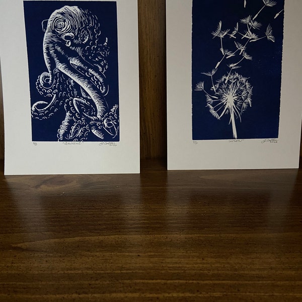 Forestcore/goblincore Linocut Print Combo Pack, "the Nomad", "the ...