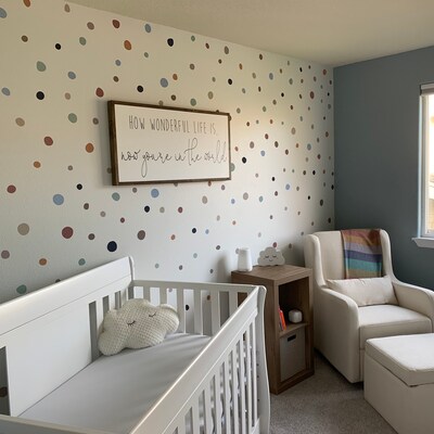 Boho Polka Dot Wall Stickers, Bohemian Style Neutral Rainbow Hand Drawn ...