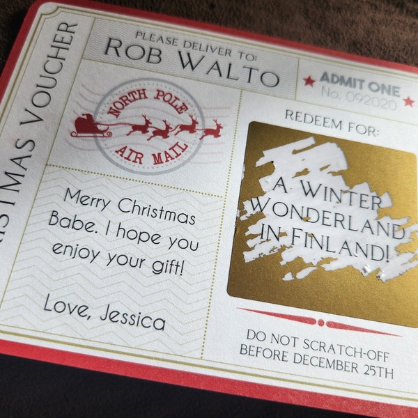 Surprise Christmas Scratch to Reveal Voucher, Custom Christmas Coupon ...