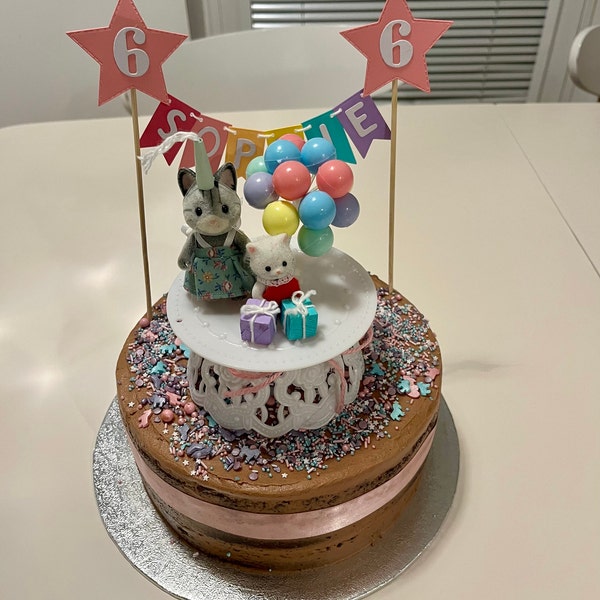 Pastel Calico Critters CAKE TOPPER Birthday Party Supplies Custom Decor ...