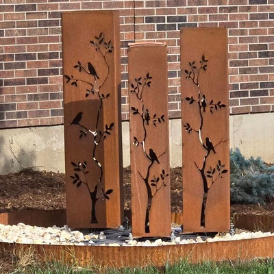 Outdoor Privacy Screen, Flying Bird Metal Wall Art, Crane, Heron Yard ...