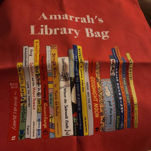 Personalized School Library Bag, Kid Name Library Tote Bag, Books Tote ...