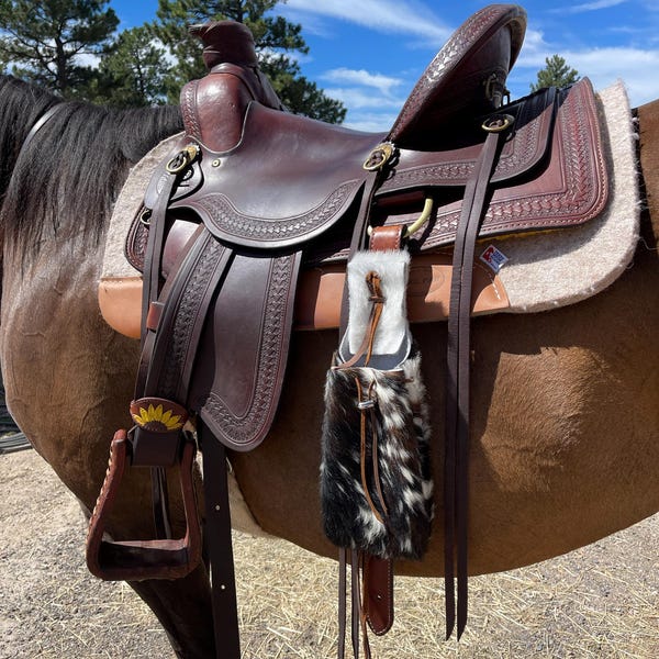 Cowhide Saddle Drink Holder, Cell Phone Holder, Western Wedding Gift ...