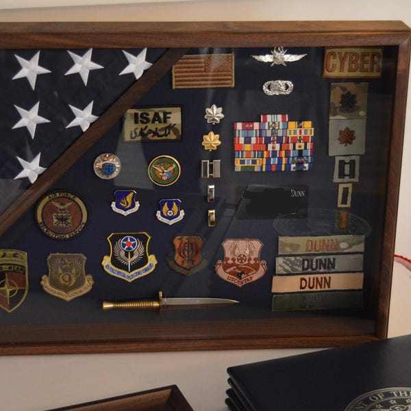 Shadowbox (one Flag), Flag Display, Military Shadow Box, Air Force, Army, Coast Guard, Navy ...