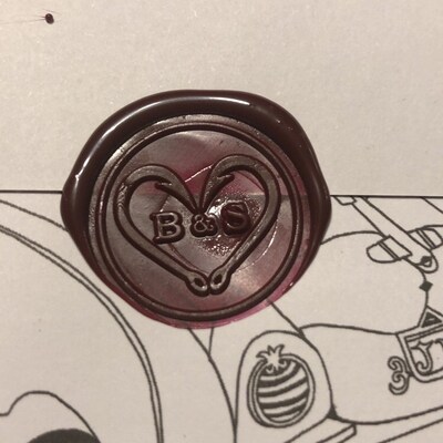 Personalized Heart Fishing Hook Wax Seal Stamp, Fishing Hook Sealing ...