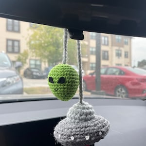 Amigurumi Alien and Ufo Car Rear View Mirror Accessories MADE TO ORDER ...