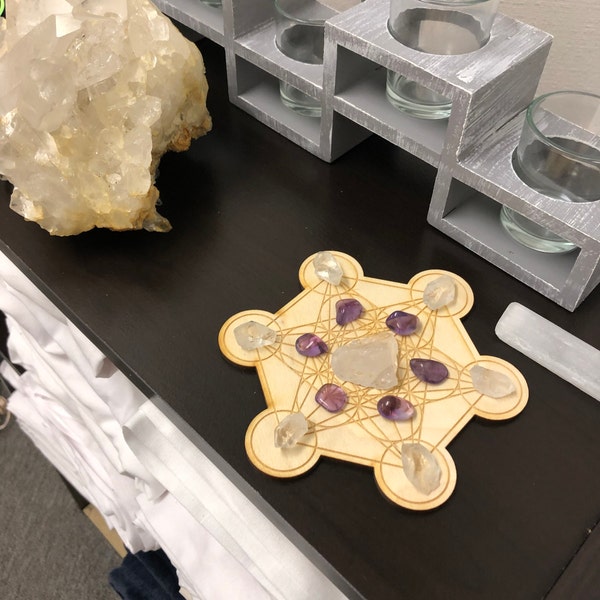 Peace Meditation Alignment Crystal Grid Kit Metatron's Cube Set ...