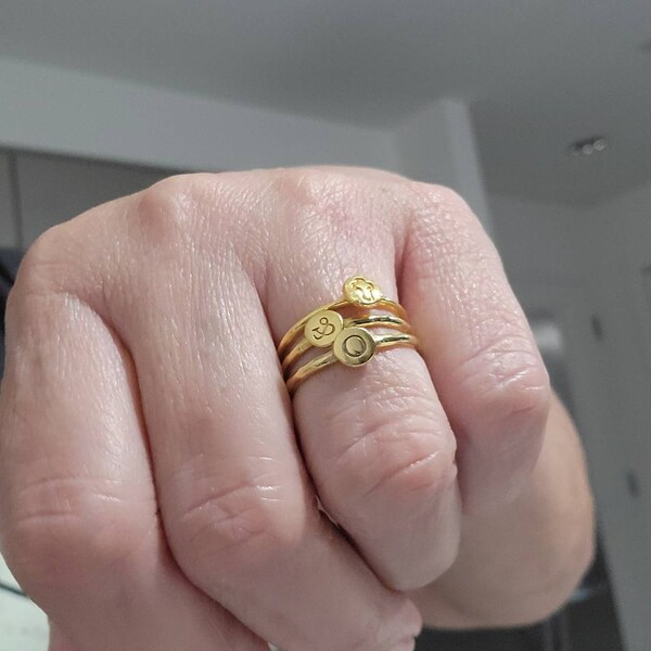 Gold Rings • Gold Initial Rings • Stackable Initial Ring in 24K Vermeil ...