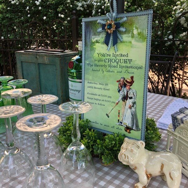 Croquet Invitation, Lawn Game, Garden Party, Vintage Norman Rockwell ...