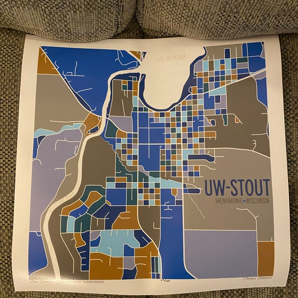 Stout - Menomonie, Wisconsin University Campus Art Map Print by James ...
