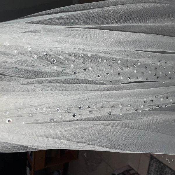 Rhinestones Veil, Veil With Crystals Edge, Veil With Beads and Pearls ...