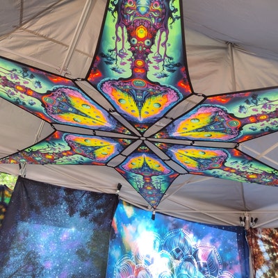 Trippy Tapestry Marijuana Skull V2 Colorful UV Backdrop - Etsy