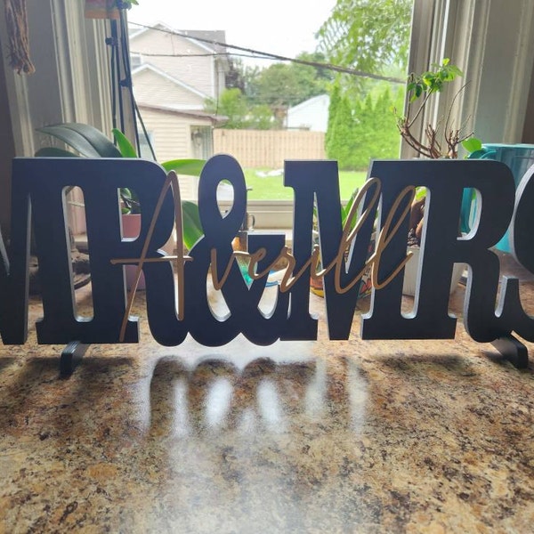 Custom Wedding Gift Sign Name, Personalized Family Name Wood Letters Mr ...