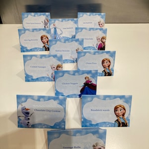 Frozen Party Food Label, Frozen Party Food Tents, Frozen Place Cards ...