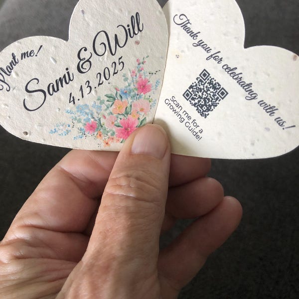 Plantable Wedding Favor Seed Paper Heart Favor Bulk Seed Wedding Favor ...