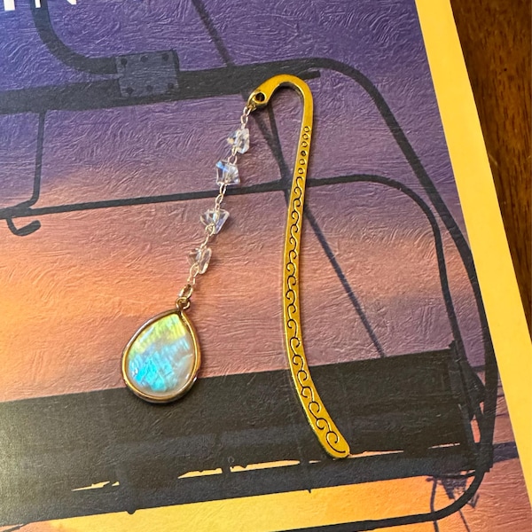 Opal Drop Cottagecore Crystal Pendant Metal Hook Bookmark With Glass ...