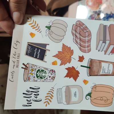 Hello Fall Sticker Sheet, Autumn Stickers, Bullet Journal Stickers ...