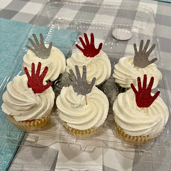 Hand Cupcake Toppers, Five Finger Hand Cupcake Toppers, 5th Birthday ...
