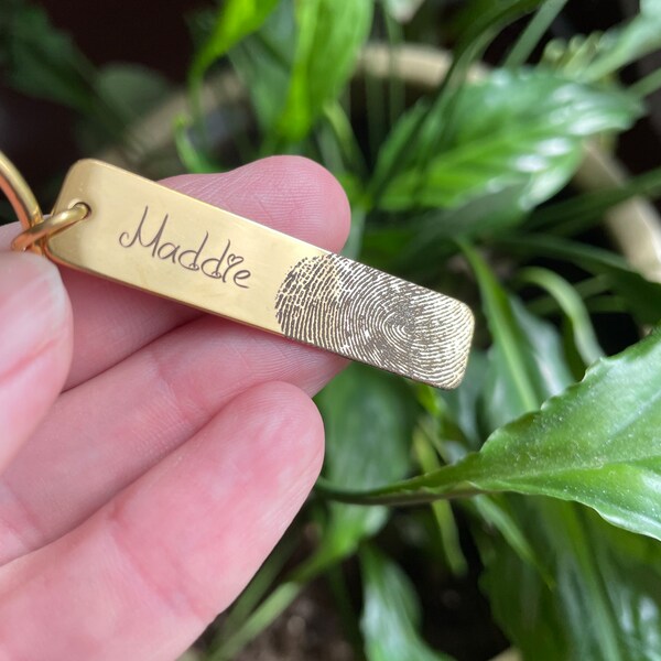 Handwriting Key Chain, Your Actual Fingerprint Handwriting Keychain ...