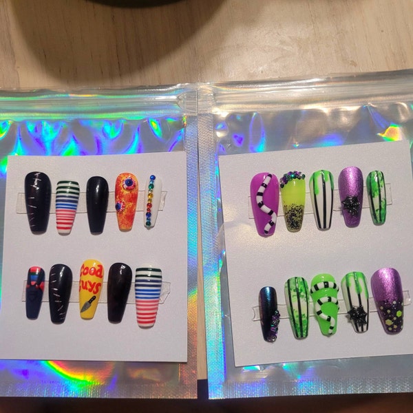 Gloomy Cutie Reusable Luxury Gel Press-on Nails, Y2K Nails, Gloomy Bear ...