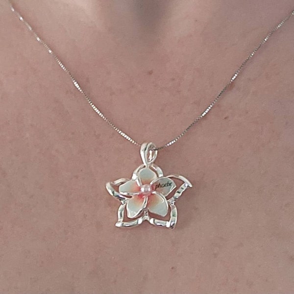 Plumeria Necklace, Hawaiian Flower Jewelry, 925 Sterling Silver - Etsy