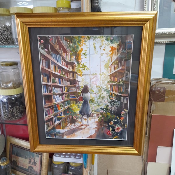 Vintage Library Poster, Greenhouse Library Reading , Book Lovers Gift ...