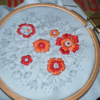 Colorful Flowers Hand Embroidery Kit, Embroidery Pattern, Embroidery ...