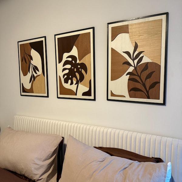 Tropical Leaf Wood Wall Art - Botanical Plant Wall Decor - Tree Art ...