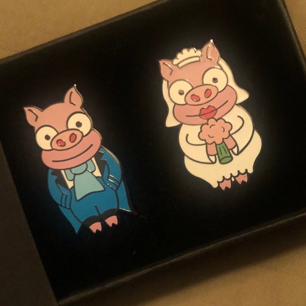 Simpsons Wedding Cuff Links Pig Bride and Groom Enamel Lisa's Wedding ...