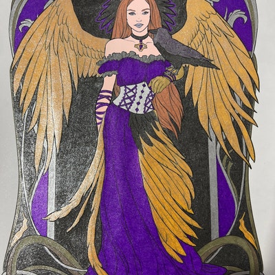 Raven's Call Gothic Grayscale Coloring Page/digi Stamp - Etsy