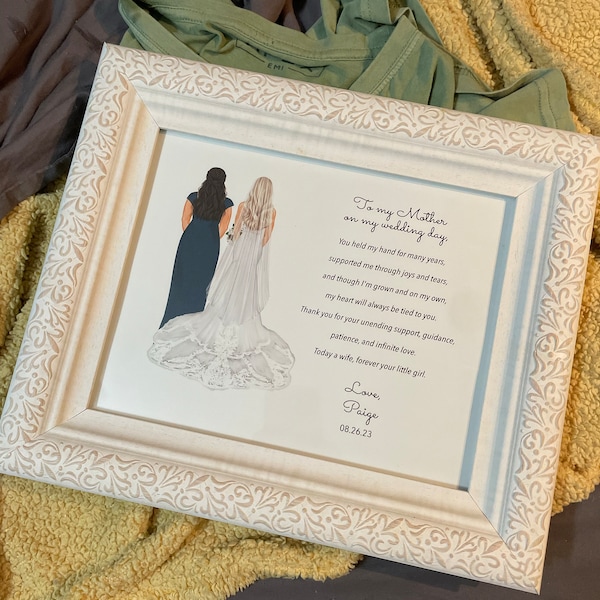 Personalized Bride and Mother Portrait Art PRINT | Mother of Bride ...