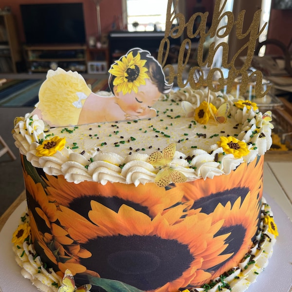 Sunflower Topper- Made From Royal Icing- Cake Decorations (12) - Etsy