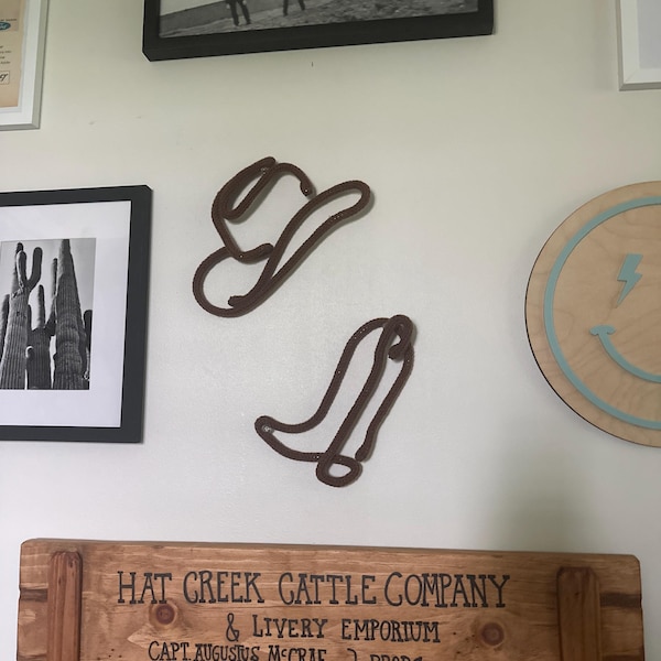 Knitted Wire Cowboy Hat Trio: Cactus, Boot, Hat - Western Decor - Etsy