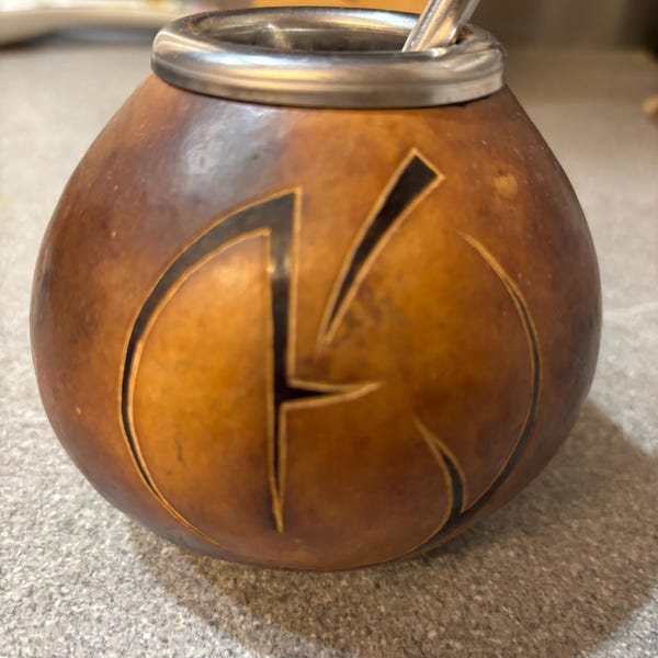 Handmade Yerba Mate Gourd Set: Calabash Cup With Mandala, Bombilla ...