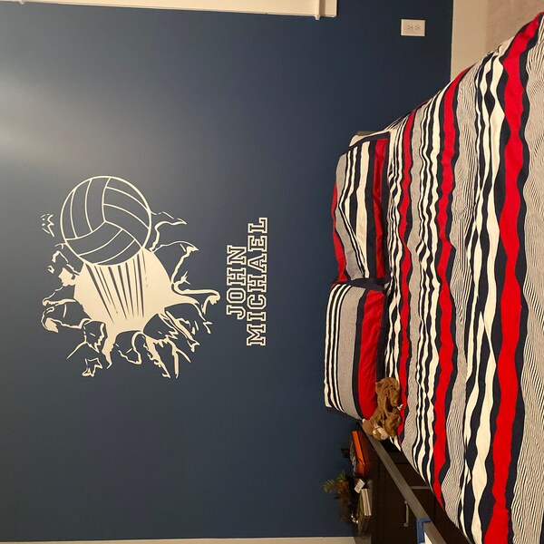 Custom Volleyball Bursting Through Wall Decal - Volleyball Wall Art ...